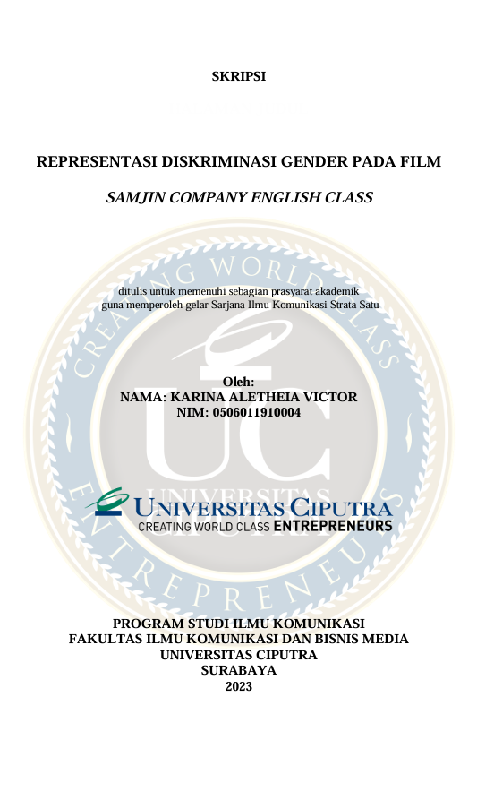 REPRESENTASI DISKRIMINASI GENDER PADA FILM SAMJIN COMPANY ENGLISH CLASS